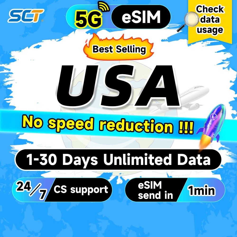 Wefly USA eSIM 1-30 Days Daily 500MB-2GB Unlimited 4G Unlimited T-mobile eSIM USA SIM Card eSIM ...