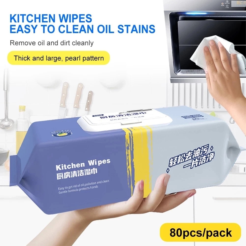 [SG Stock] 80Pcs Kitchen Wet Wipes Disposable l Oil, Grease, Stain ...