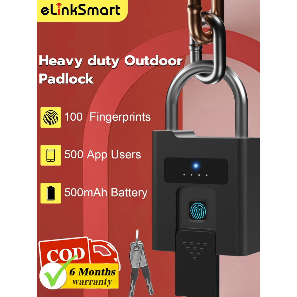100 Fingerprints Outdoor Padlock with App Users Waterproof Shockproof ...