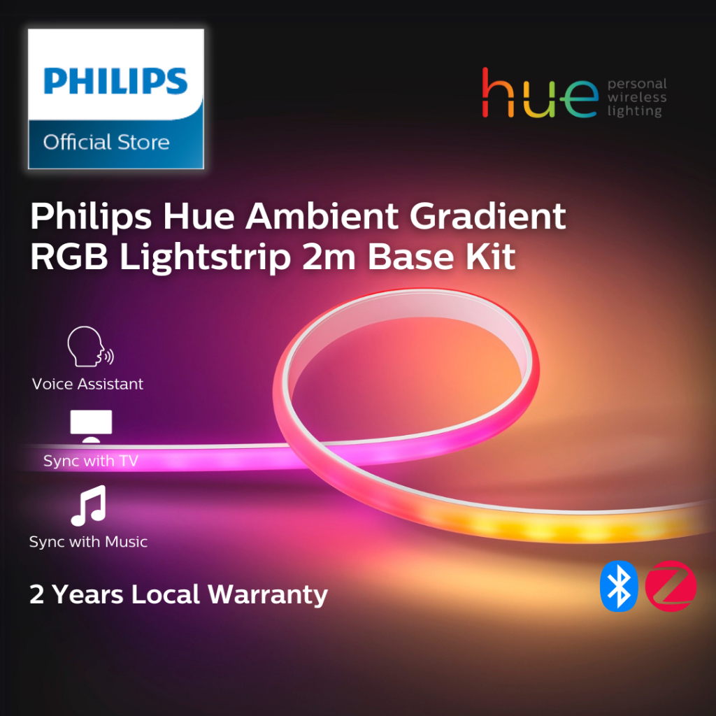 Philips Hue Ambient Gradient RGB Lightstrip 2m Base kit / 1m Extension ...