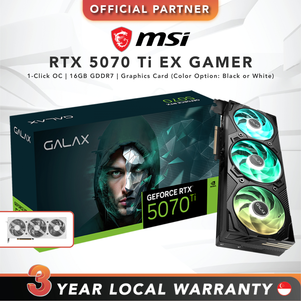 GALAX GeForce RTX 5070 Ti EX GAMER 1-Click OC | 16GB GDDR7 | Graphics Card (Black/White ...