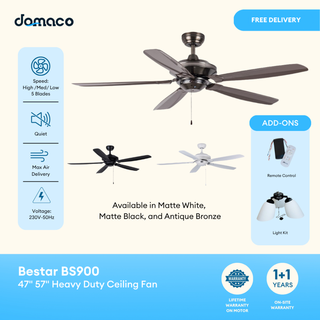 Bestar BS900 Heavy Duty 188 Premium Grade Copper Ceiling Fan | Shopee ...