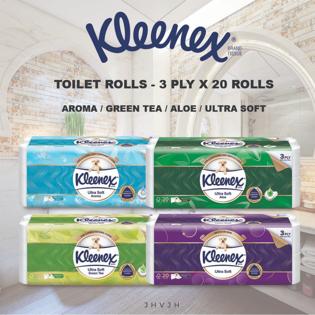 KLEENEX TOILET ROLL // 3 PLY // 20 ROLLS // AVAIL IN ULTRA SOFT / ALOE ...