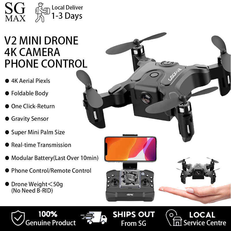 Mini V2 Drone 4K HD Camera WIFI Phone / Remote Control RC Drone ...