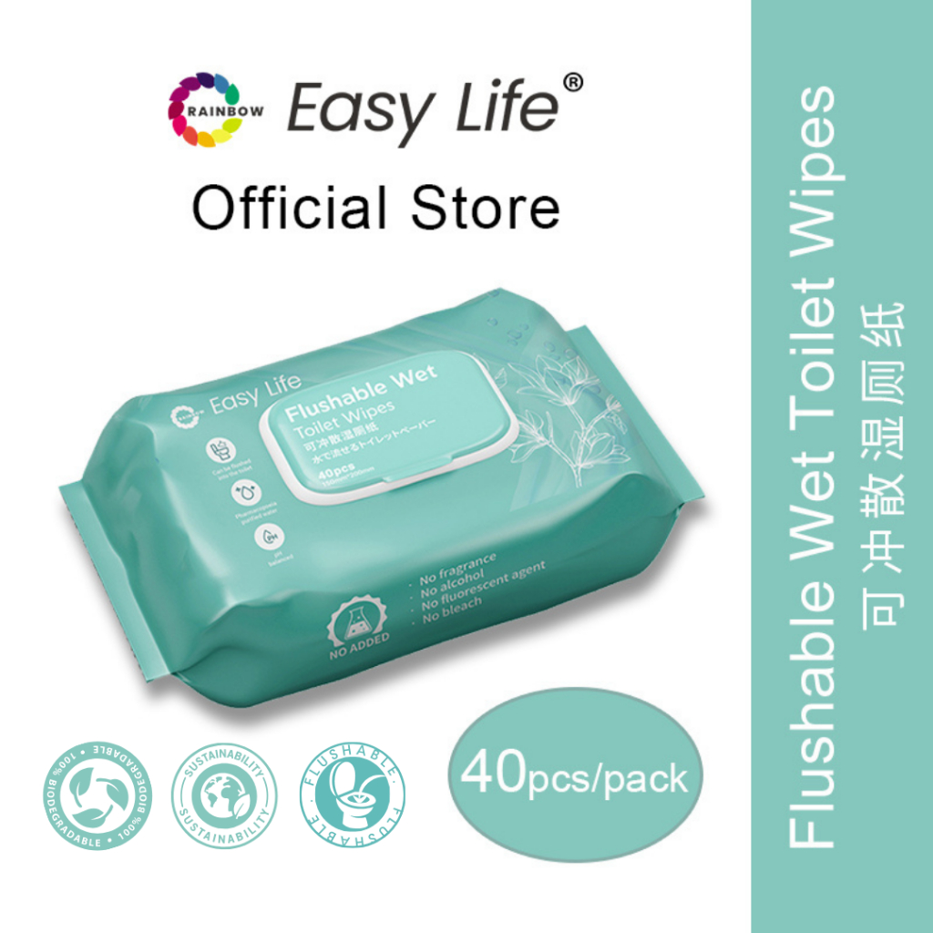 Rainbow-Easy Life Flushable Wet Toilet Wipes 40s [For Personal Care ...
