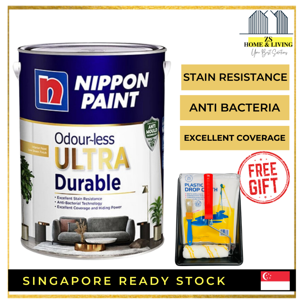 Nippon Paint Odour-Less Easywash ULTRA DURABLE (Excellent Stain Resistance) 1L | 5L Ethoxylate ...