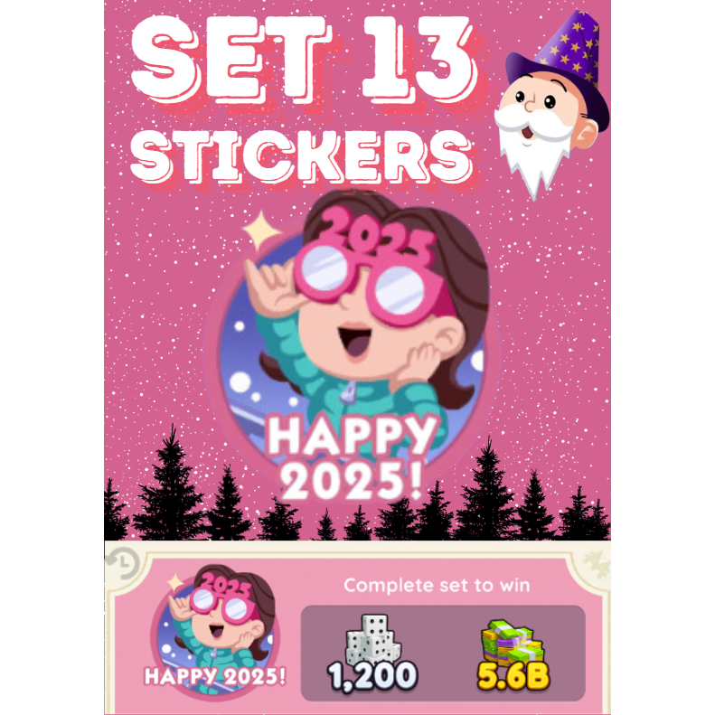Monopoly Go Stickers Set 13 Happy 2025! | Shopee Singapore