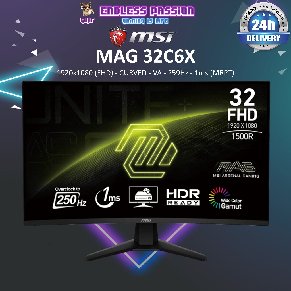 MSI MAG 32C6X 31.5" FHD VA 250Hz 1ms Gaming Monitor | Shopee Singapore