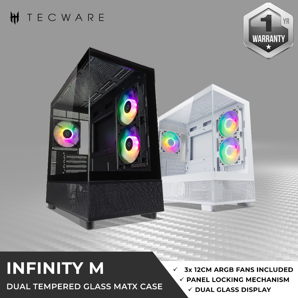 Tecware Infinity M ARGB x3 Fans included - Black & White (Omni Link ...
