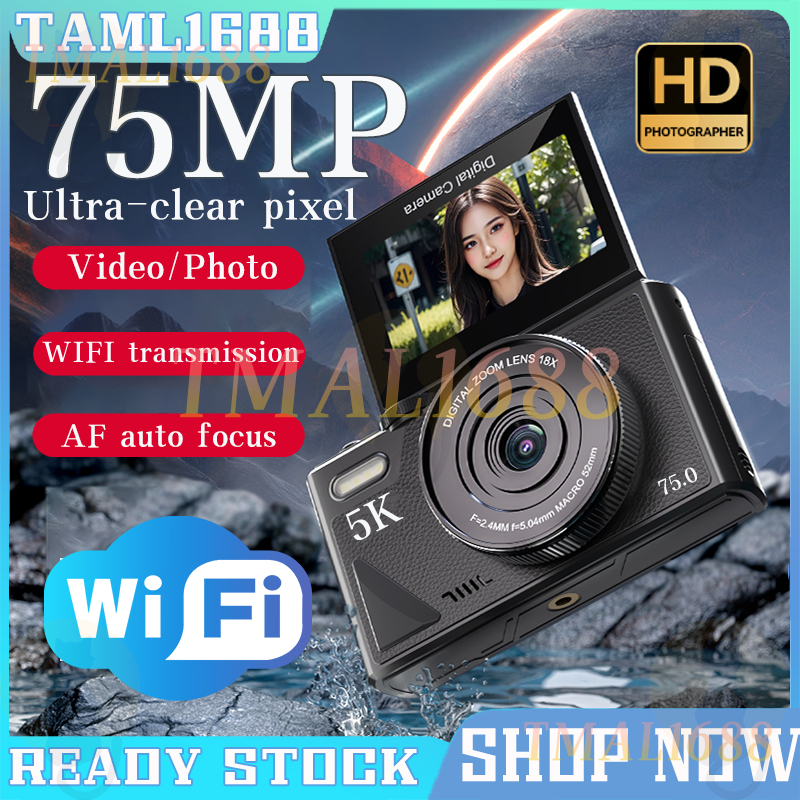 [ Sg Ready Stock] 3-inch Flip-screen WIFI Data Camera 7500P Digital Camera Video Camcorder 5K ...