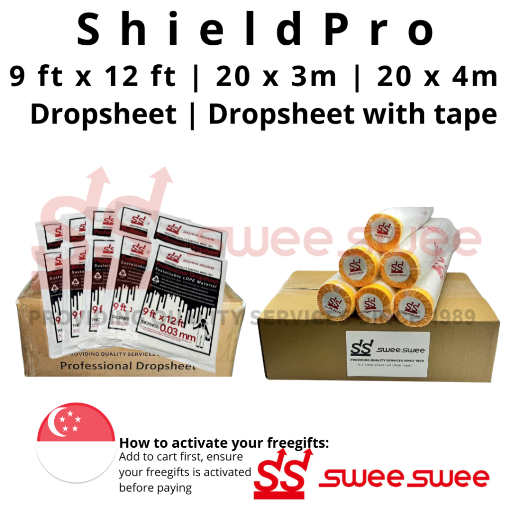 🇸🇬 ShieldPro CHEAPEST & READYSTOCK Plastic Drop Sheet with Tape (20 x 3 ...