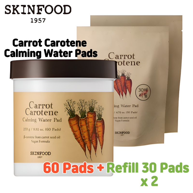 [SKINFOOD] Carrot Carotene Calming Water 60 Pads + Refill 60 Pads ...