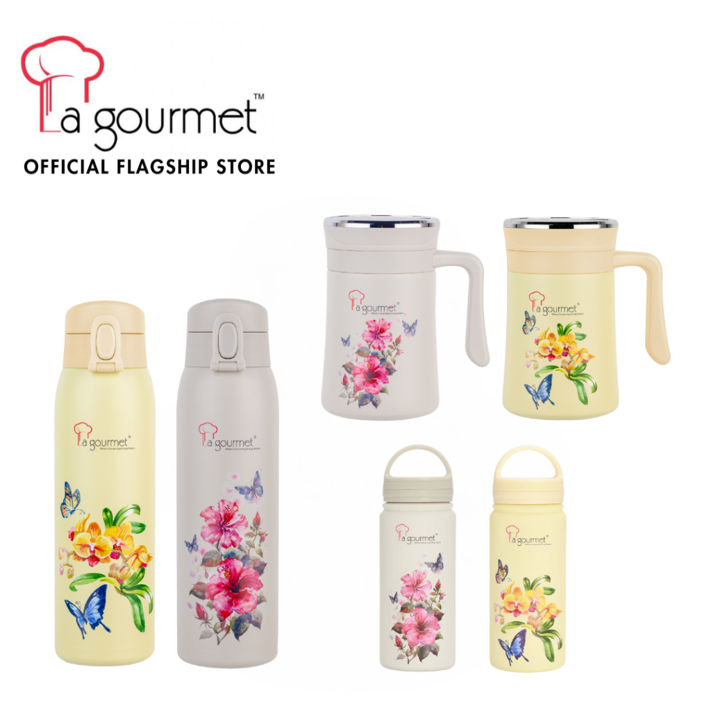 La Gourmet Botanics Series - 650ml One-touch Flask/500ml Thermal Mug ...