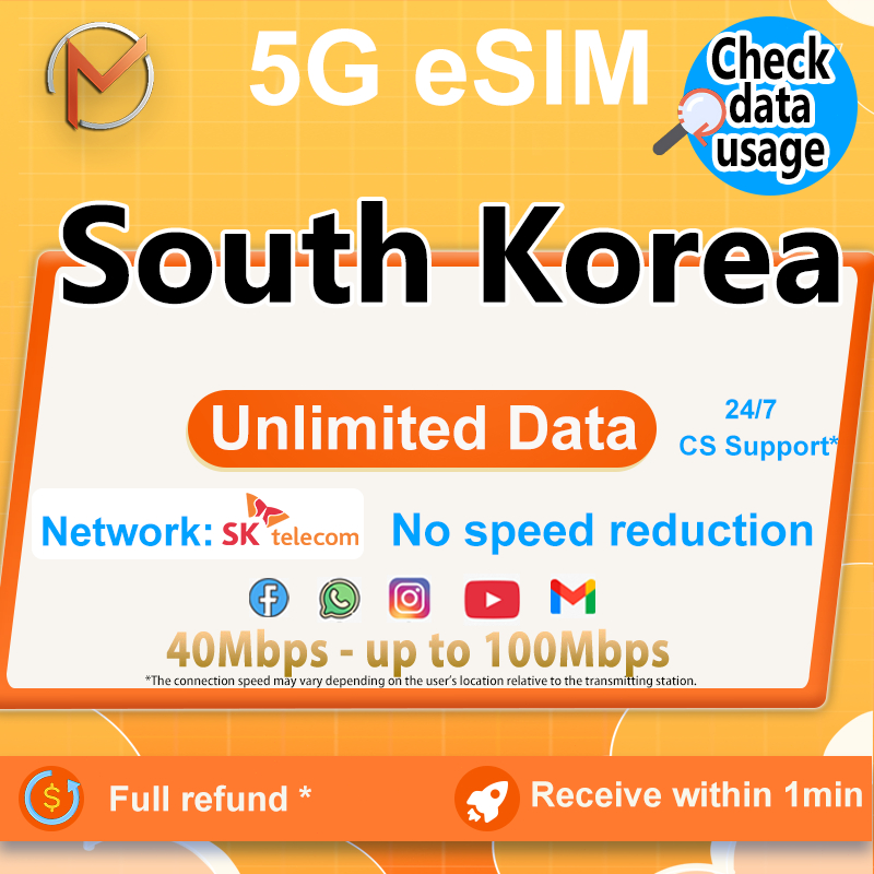 South Korea eSIM 1-8days Unlimited Plan&Daily Plan | 24 Instant Delivery | Korea Data eSIM ...