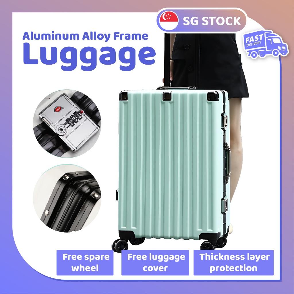 [SG STOCK] 20 24 28" Durable Aluminum Alloy Luggage - Lightweight Hard ...