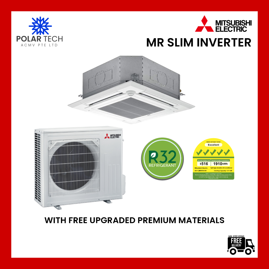 MITSUBISHI ELECTRIC Mr Slim Inverter Ceiling Cassette (Installation with Upgraded Materials ...