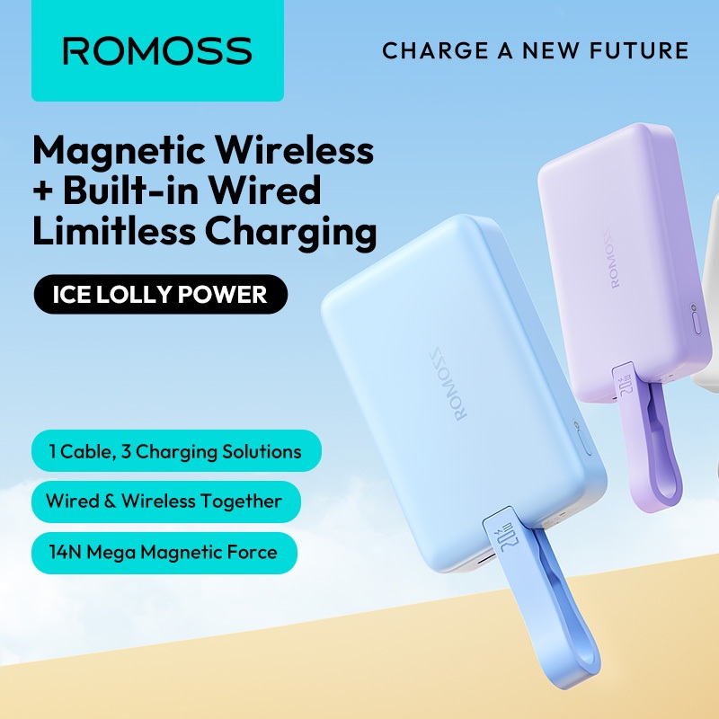 Romoss WMS10 10000mAh 15W Wireless Powerbank with Built in Cable Type C ...