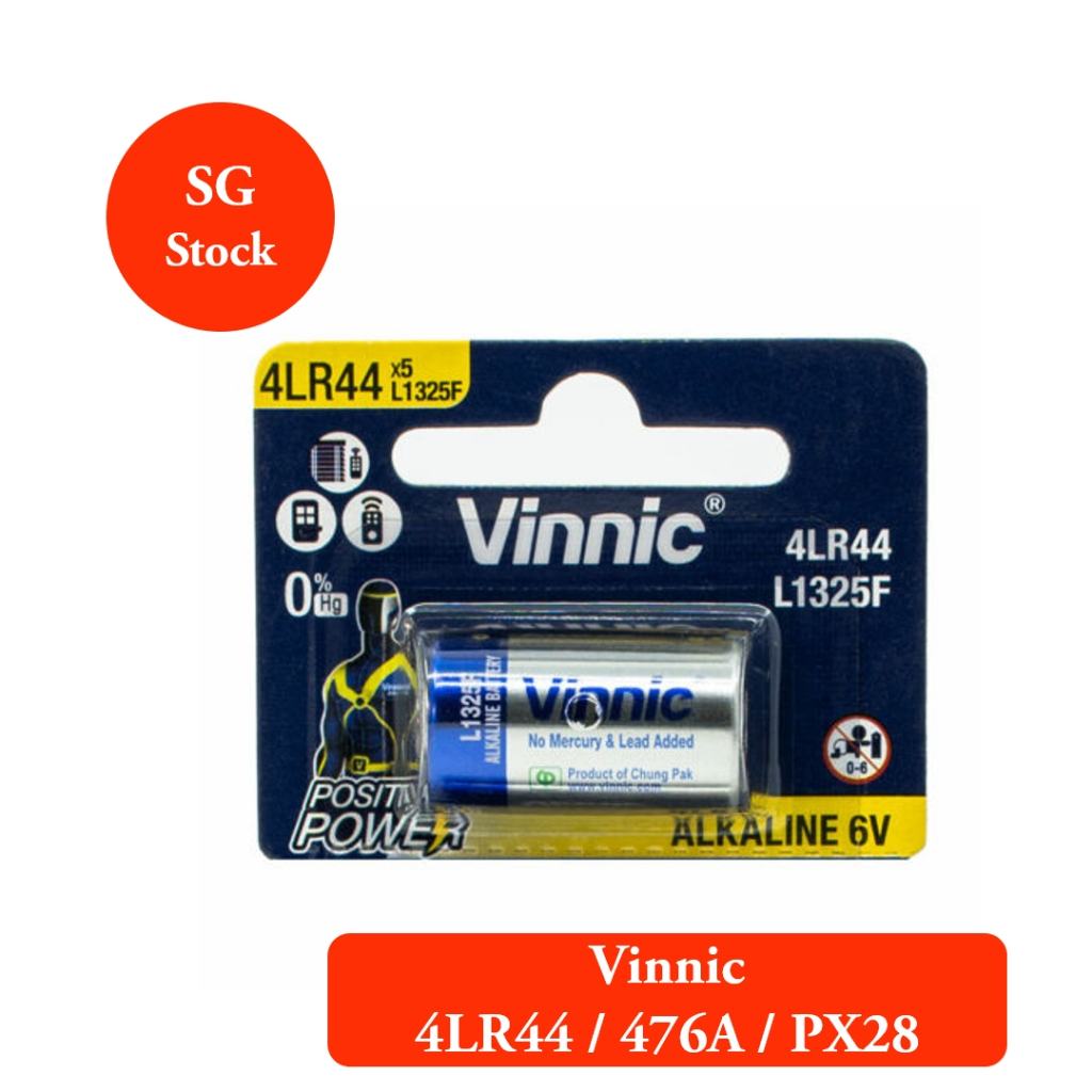 Vinnic 4LR44 / 476A / PX28 / L1325F 6V Alkaline Battery | Shopee Singapore