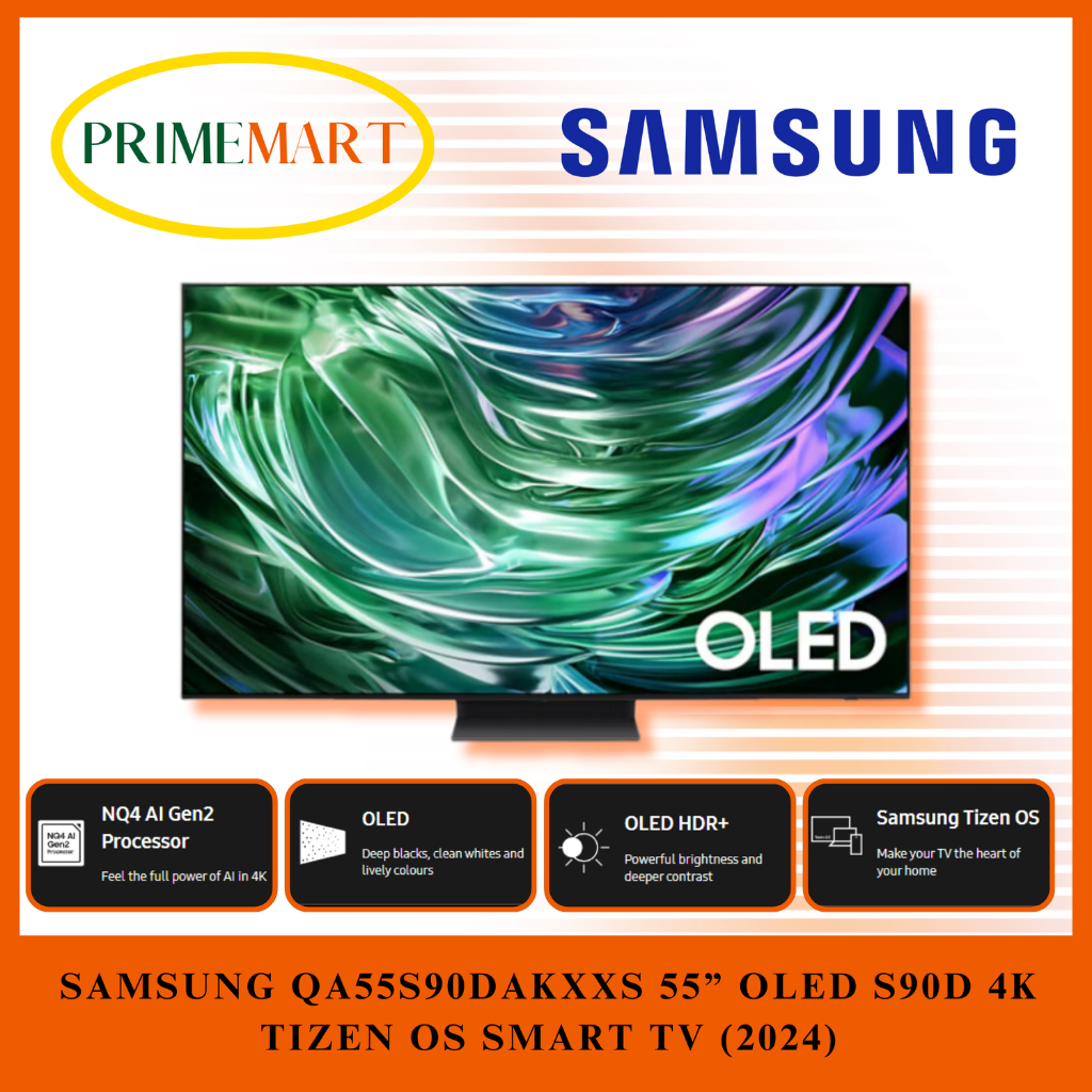 SAMSUNG QA55S90DAKXXS 55” OLED S90D 4K TIZEN OS SMART TV (2024) + 3 ...