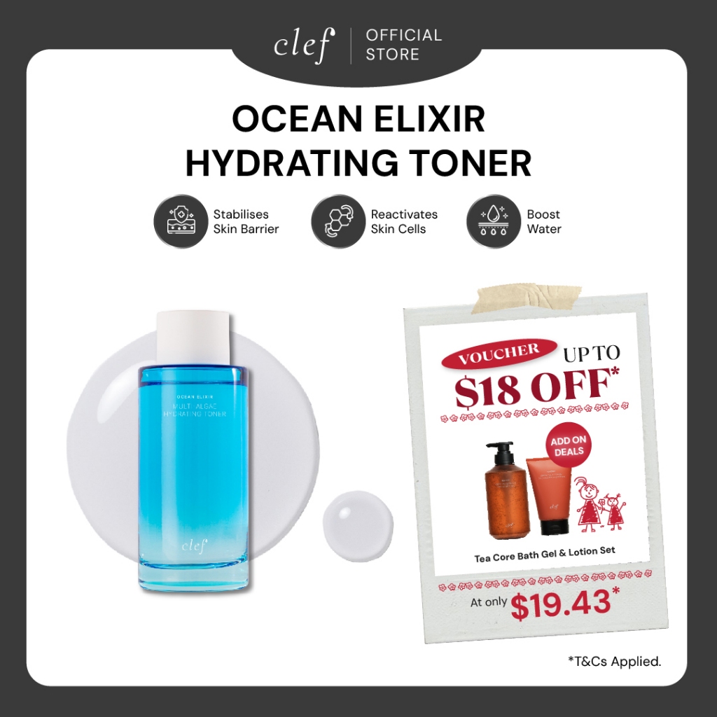 CLEF Ocean Elixir Multi-Algae Hydrating Toner 120ml | Stabilises Skin ...