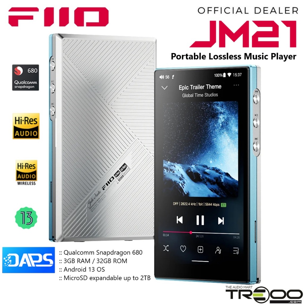 FiiO JM21 Audiophile Android 13 Dual DAC & Op-Amp Digital Audio Player ...
