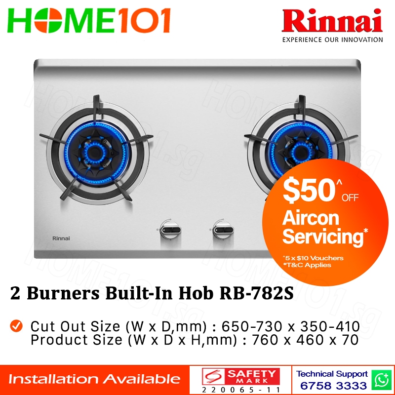 Rinnai Built-In Hob Stainless Steel 2 Burners Gas Hob RB-782S - LPG / PUB | Shopee Singapore