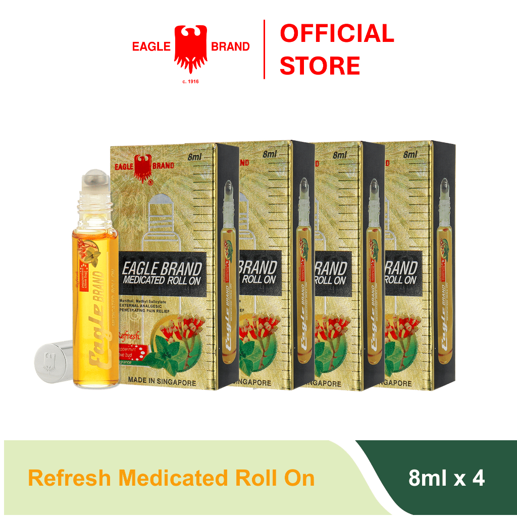 4 x Eagle Brand Medicated Refresh Roll-On 8ml | Shopee Singapore