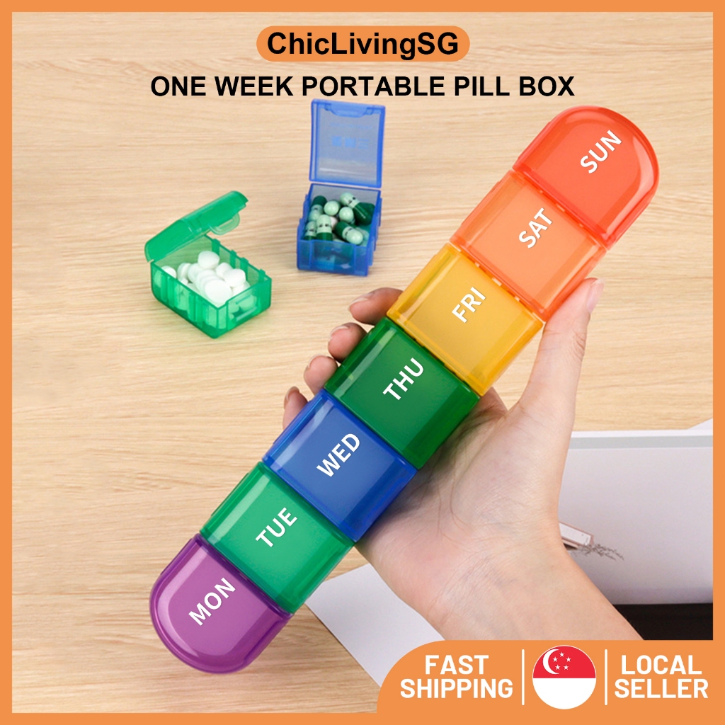 7-Day Pill Organizer Case / Portable Multifunction Medicine Pill Box ...