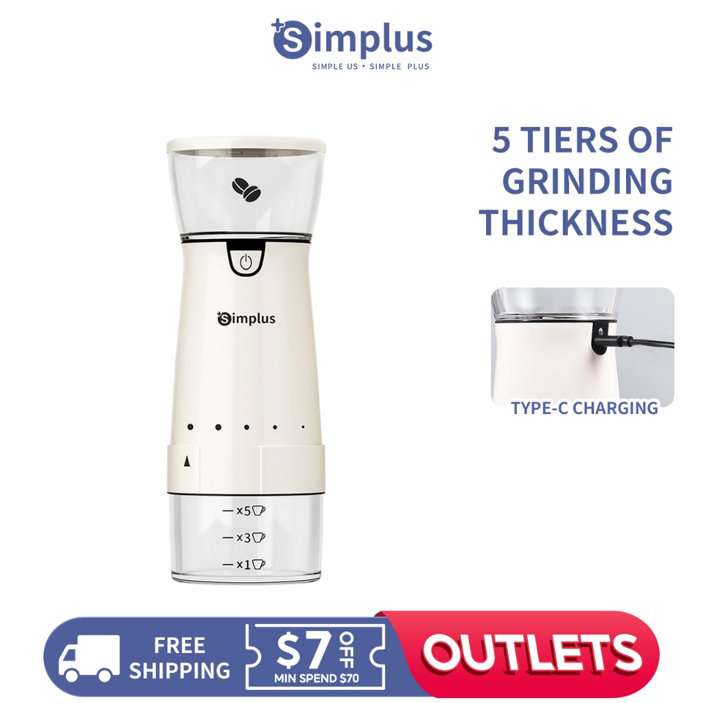 Simplus Electric Coffee Bean Grinder 5 Tiers Grinding Ceramic Grind ...