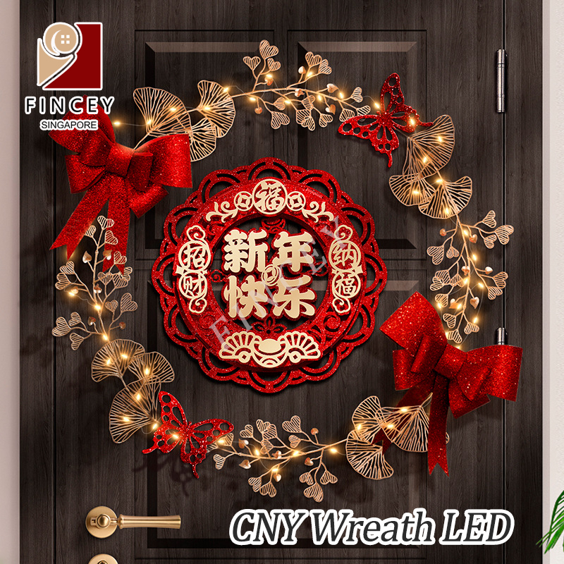【SG】Chinese New Year Decoerations CNY Door Stickers Wreath LED CNY ...