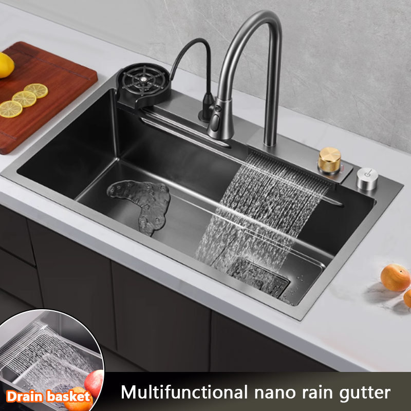 Kitchen Sink 304 Stainless Steel Handmade Sink Dapur Bowl Basin Sink ...