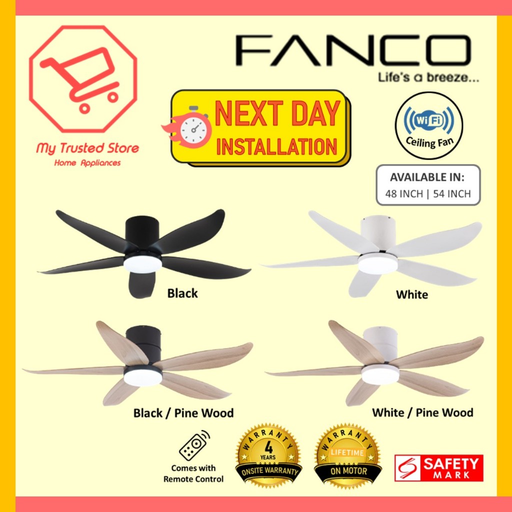 FANCO CO-FAN Rito 5 SMART DC Motor 5 Blade Ceiling Fan with 3 Tone LED ...