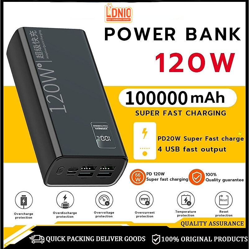 ⭐🇸🇬 PD 120W Super Fast Charging Powerbank 100000mAH Power Bank Qc3.0 ...
