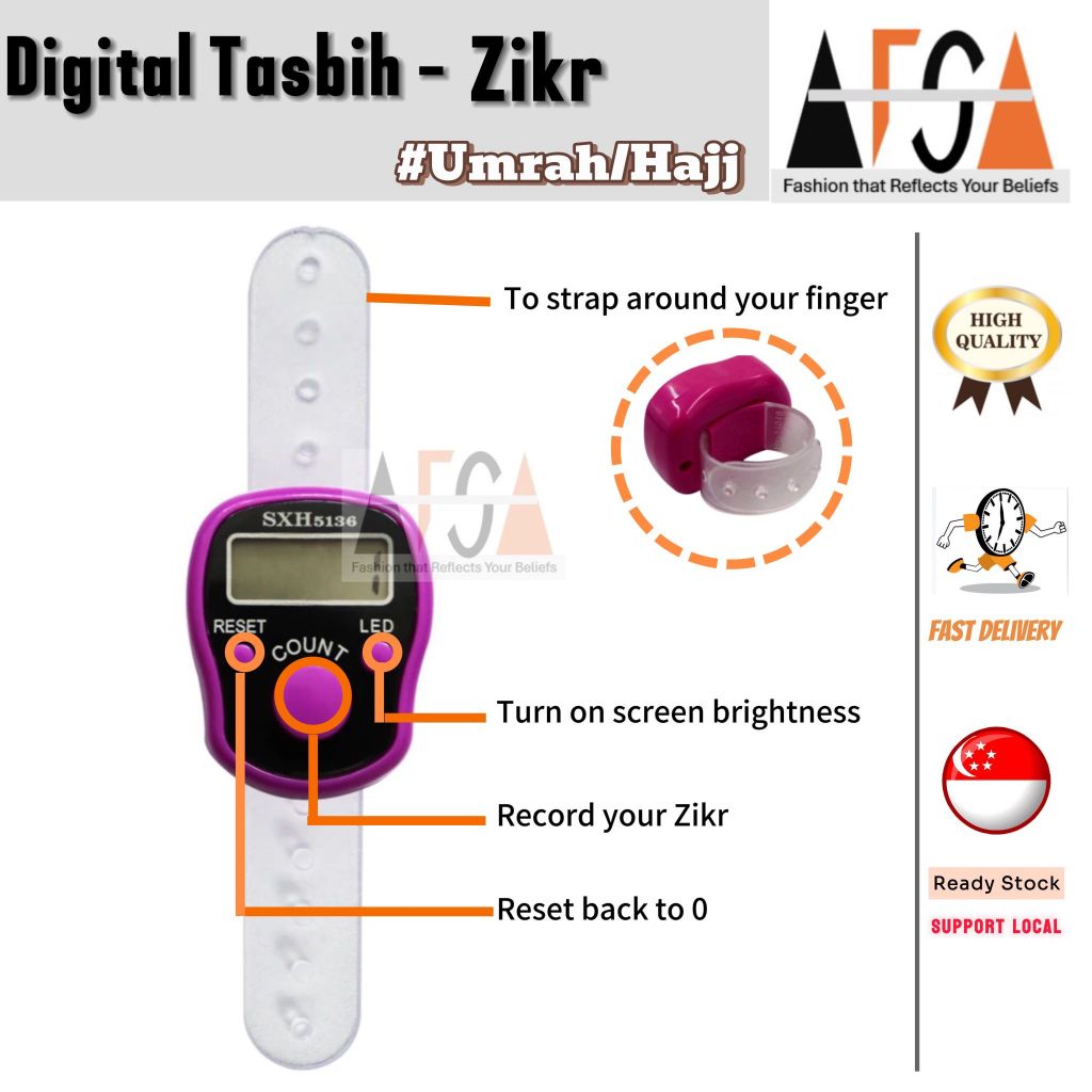 Digital Tasbih Finger Counter | LED Light Ring Counter | Tasbih Beads ...