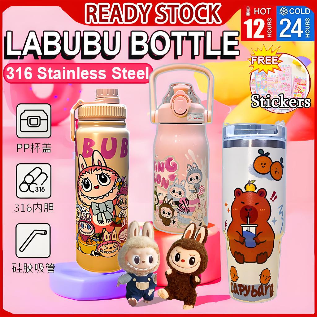 现货 1000ml Botol Air Labubu Water Bottle Kids Straw Free Botol Kawaii ...