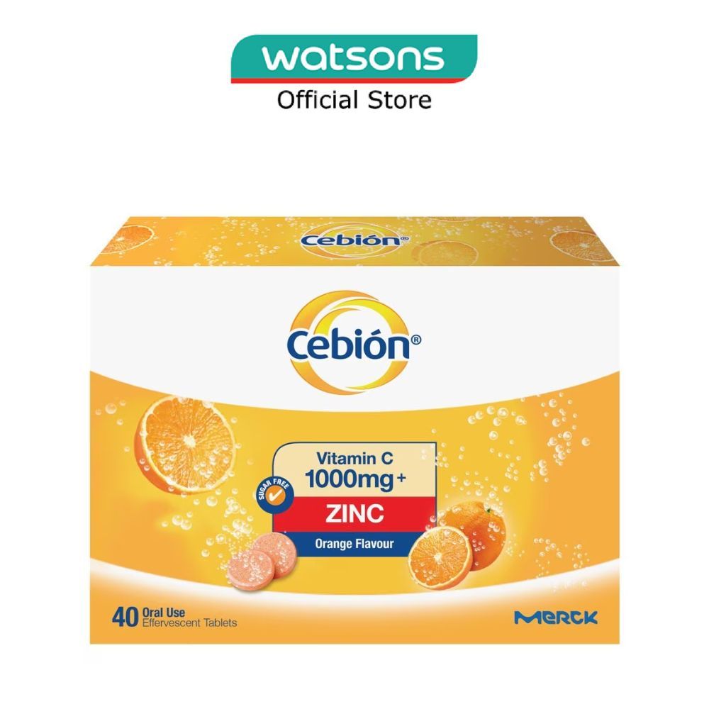 CEBION Vitamin C 1000mg + Zinc Effervescent Tablet Orange Flavour 40s ...