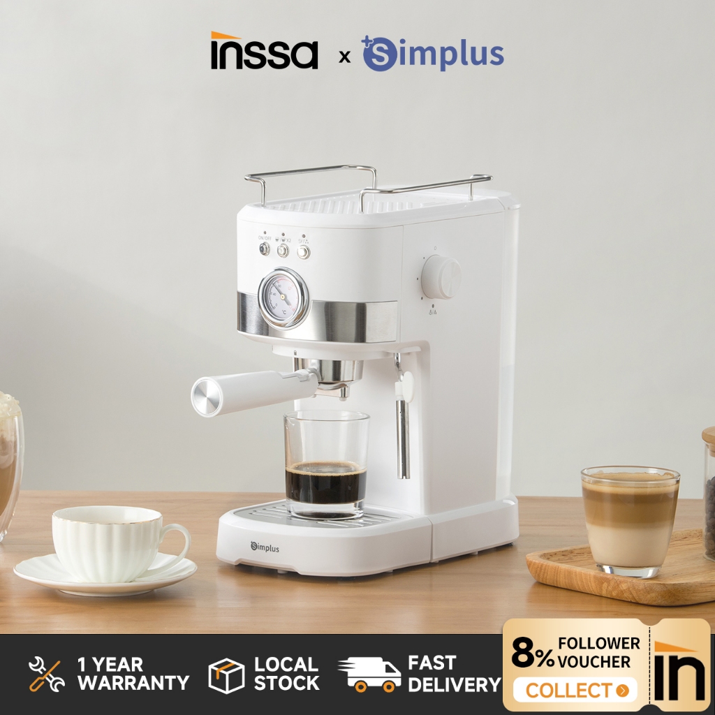 INSSA Coffee Maker Semi Automatic Espresso Extraction Temperature Gauge ...
