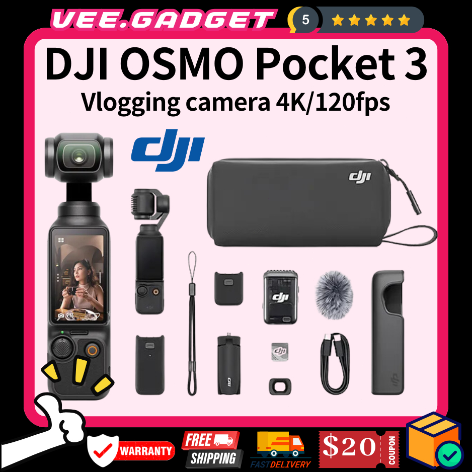 [NEW] DJI Osmo Pocket 3 Vlogging Camera with 1'' CMOS,4K/120fps Video,3-Axis Stabilization ...