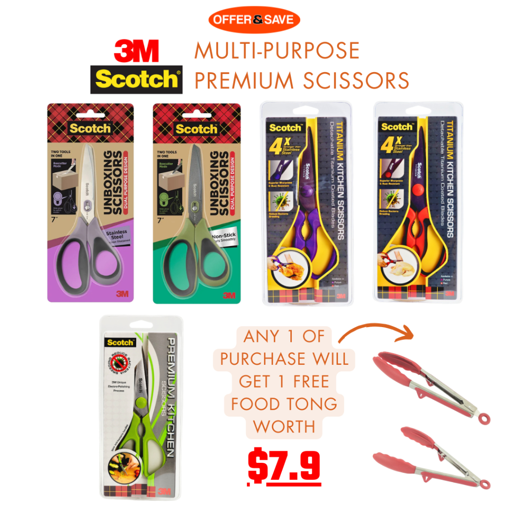 [Free Food Tong] 3M Scotch Kitchen Scissors Premium Scissors Multi ...