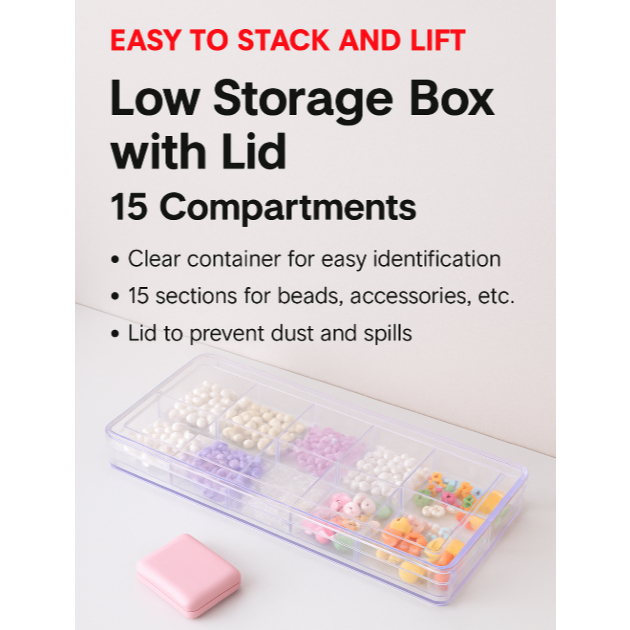 [Korea Daiso] Clear Storage Box with Lid – 15 Compartments (2 pcs set ...