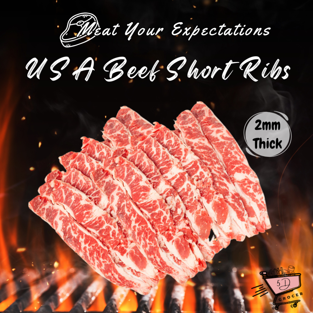 [5D Grocer] Premium Frozen USA Beef Short Ribs Slices 500g (Thickness ...