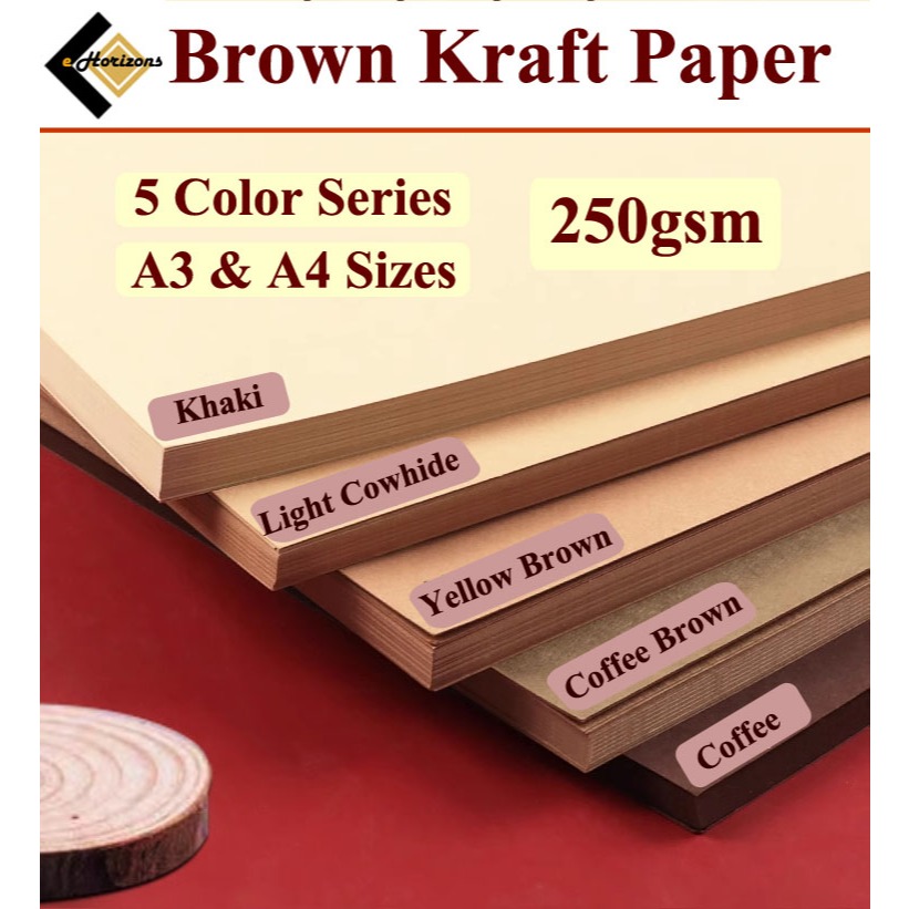 250gsm A4 A3 5 Color Brown Kraft Paper Drawing Paper Gift Wrapping ...