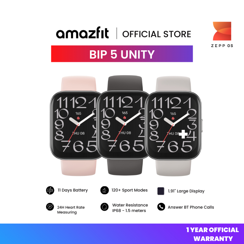 Amazfit Bip 5 Unity 46mm Smartwatch | Large 1.91" Display | Up to 11 ...