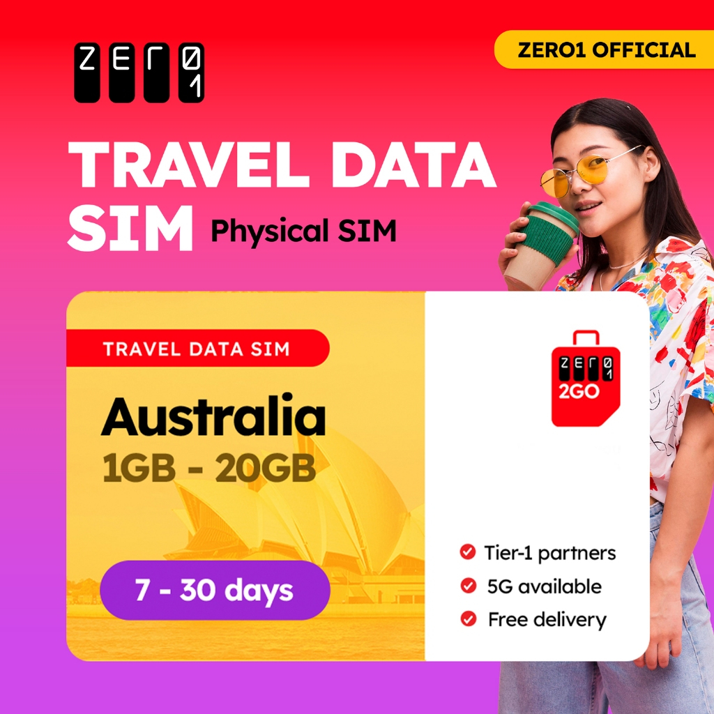 Australia SIM Card 7 - 15 days 1GB - 5GB Data | 4G/5G | Zero1 2GO full ...