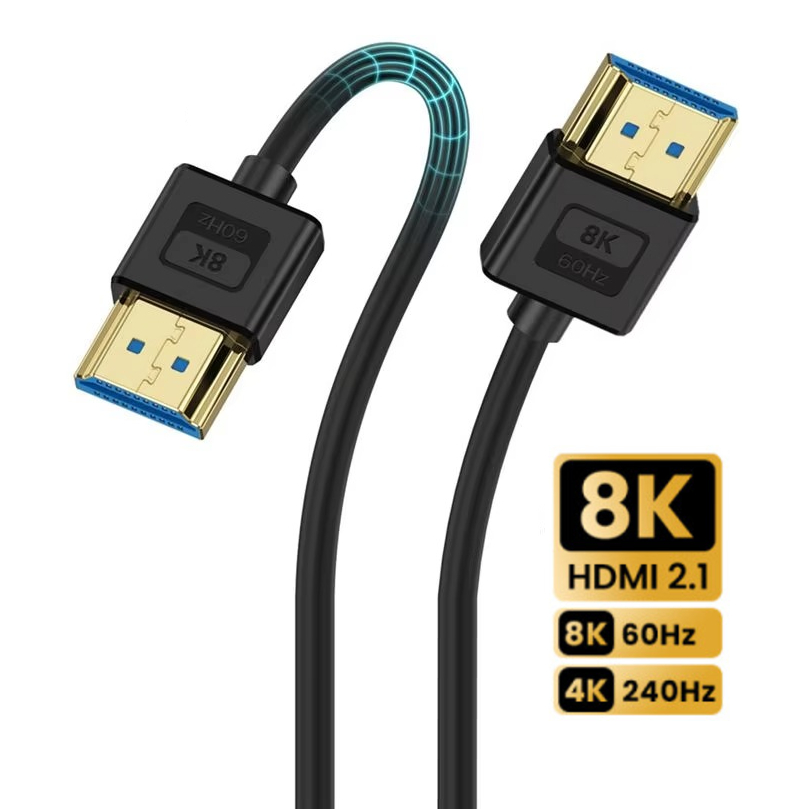 Slim Soft HDMI 2.1 Cable 8K 60Hz 4K 240Hz 1.5 Meter 48Gbps for Laptop ...