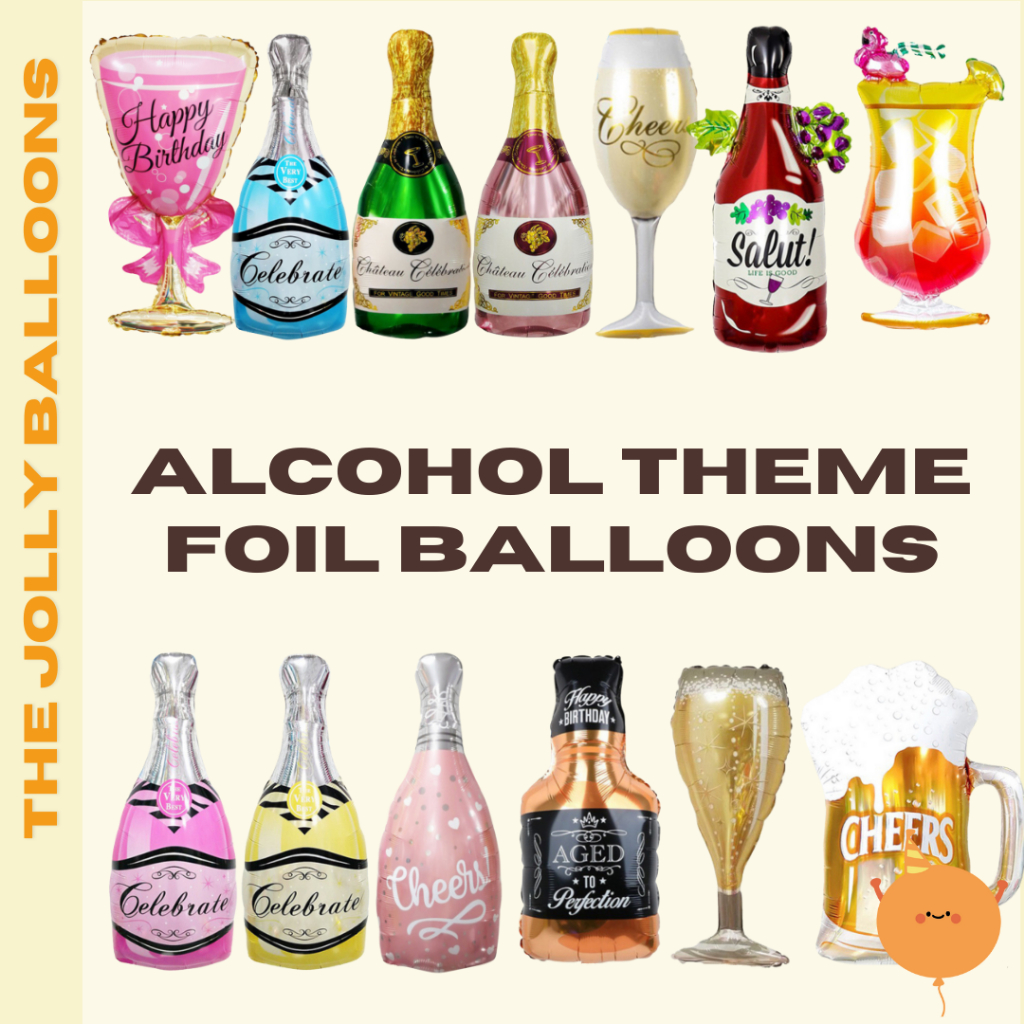 SG READY STOCK/ Alcohol Theme Foil Balloon/ Wineglass Balloon/ Beer ...