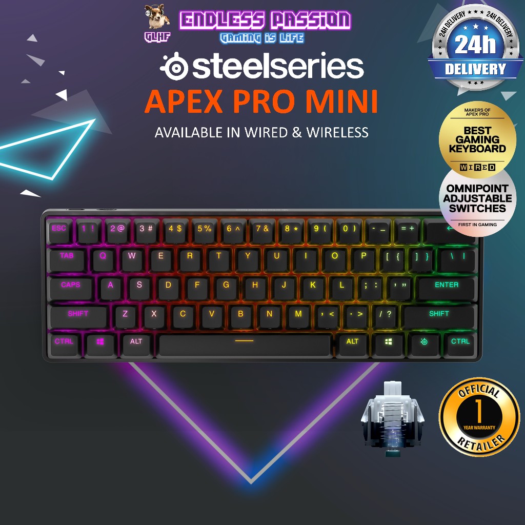 SteelSeries Apex Pro Mini Mechanical Gaming Keyboard – World’s Fastest ...