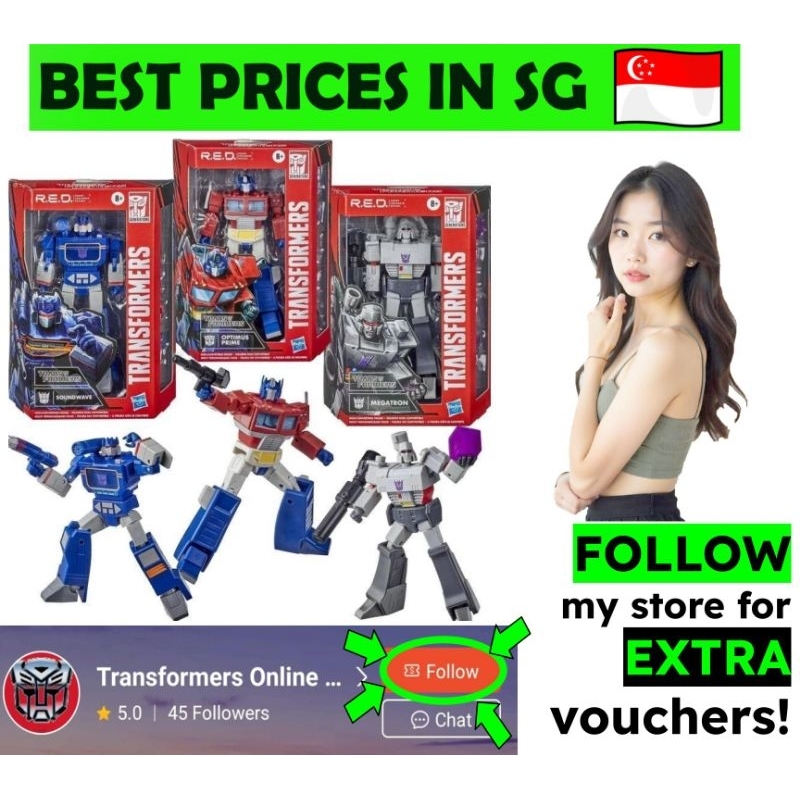 transformers RED Optimus prime, Megatron, soundwave (SET OF 3) posable ...