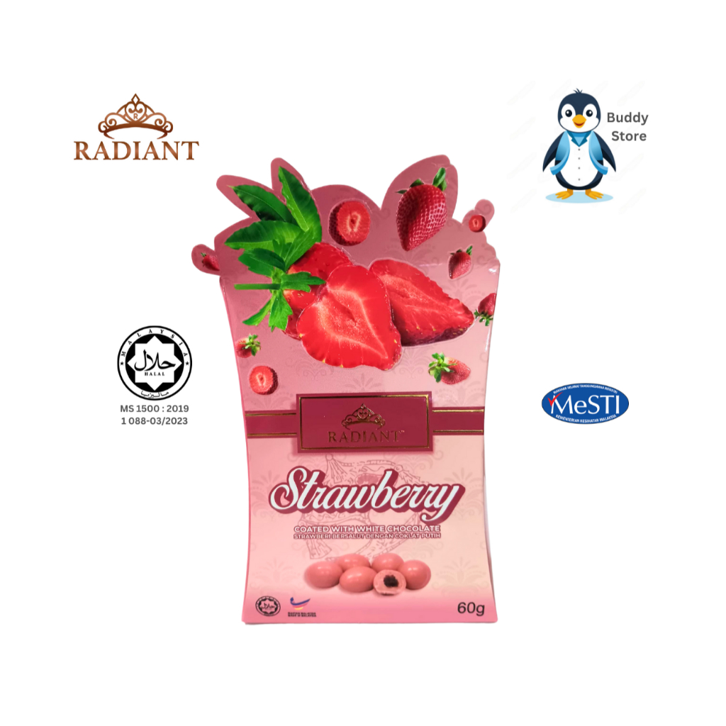 RADIANT STRAWBERRY COATED WITH WHITE CHOCOLATE 60G | Shopee Singapore