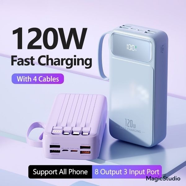 80000mAh/60000mAh 120W Powerbank Full Capacity 4 USB Charge Ports Fast ...